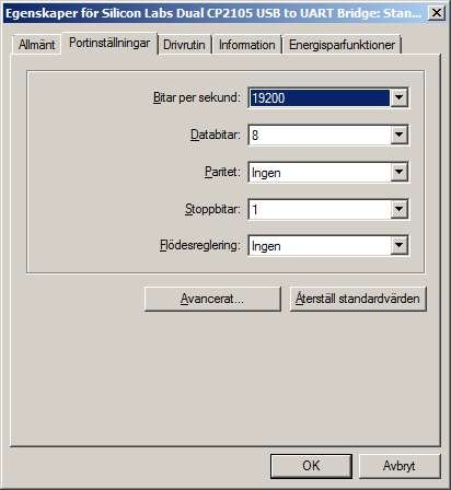 Serial port data - Standard